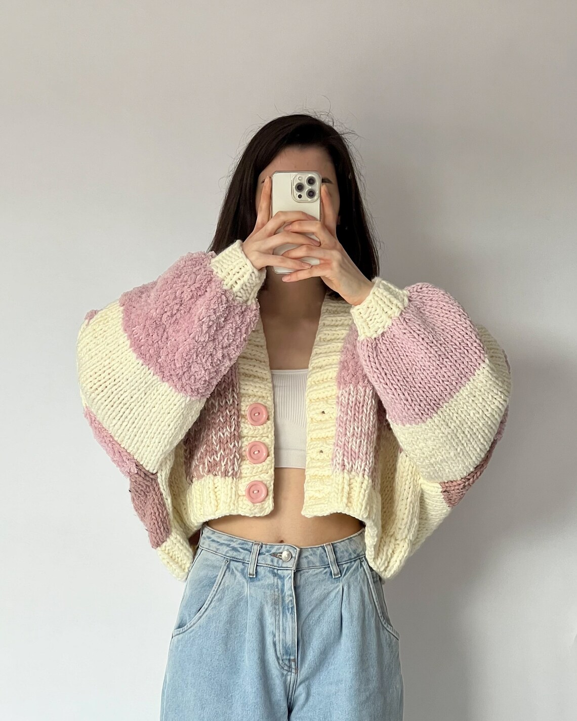 Pink Patchwork Cardigan I Feel so Cool - Etsy