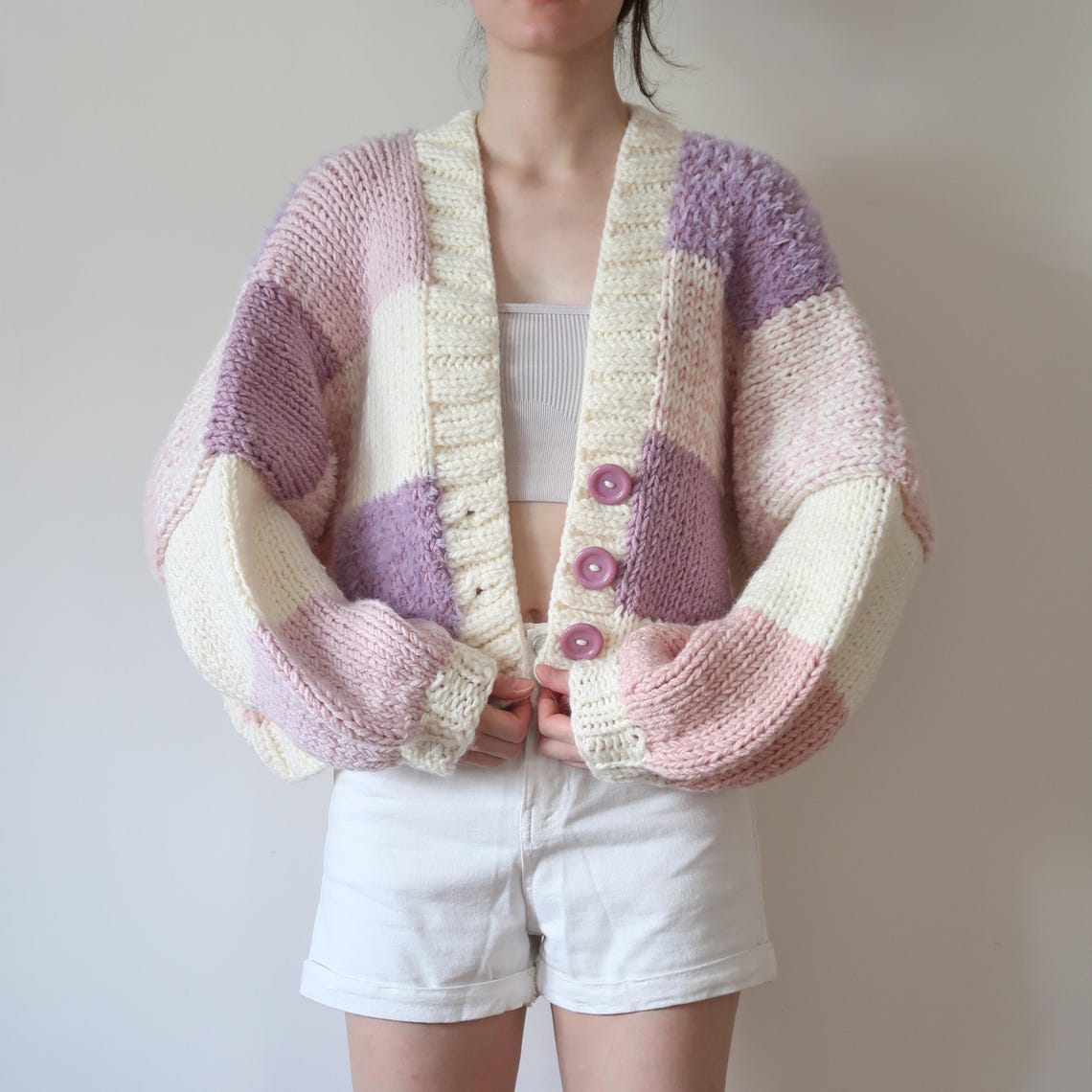 Lavender Fields Patchwork Cardigan | Cream Edge | I Feel so Cool Custom ...