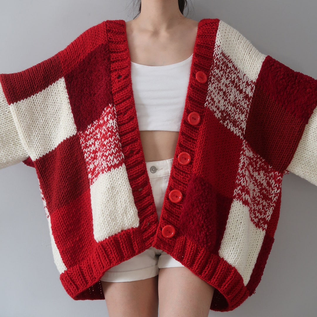 Red Velvet Thinner Patchwork Cardigan | I Feel so Cool Custom Orders - Etsy