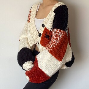 Halloween Spider Patchwork Cardigan (special Edition) (oversized) - Etsy