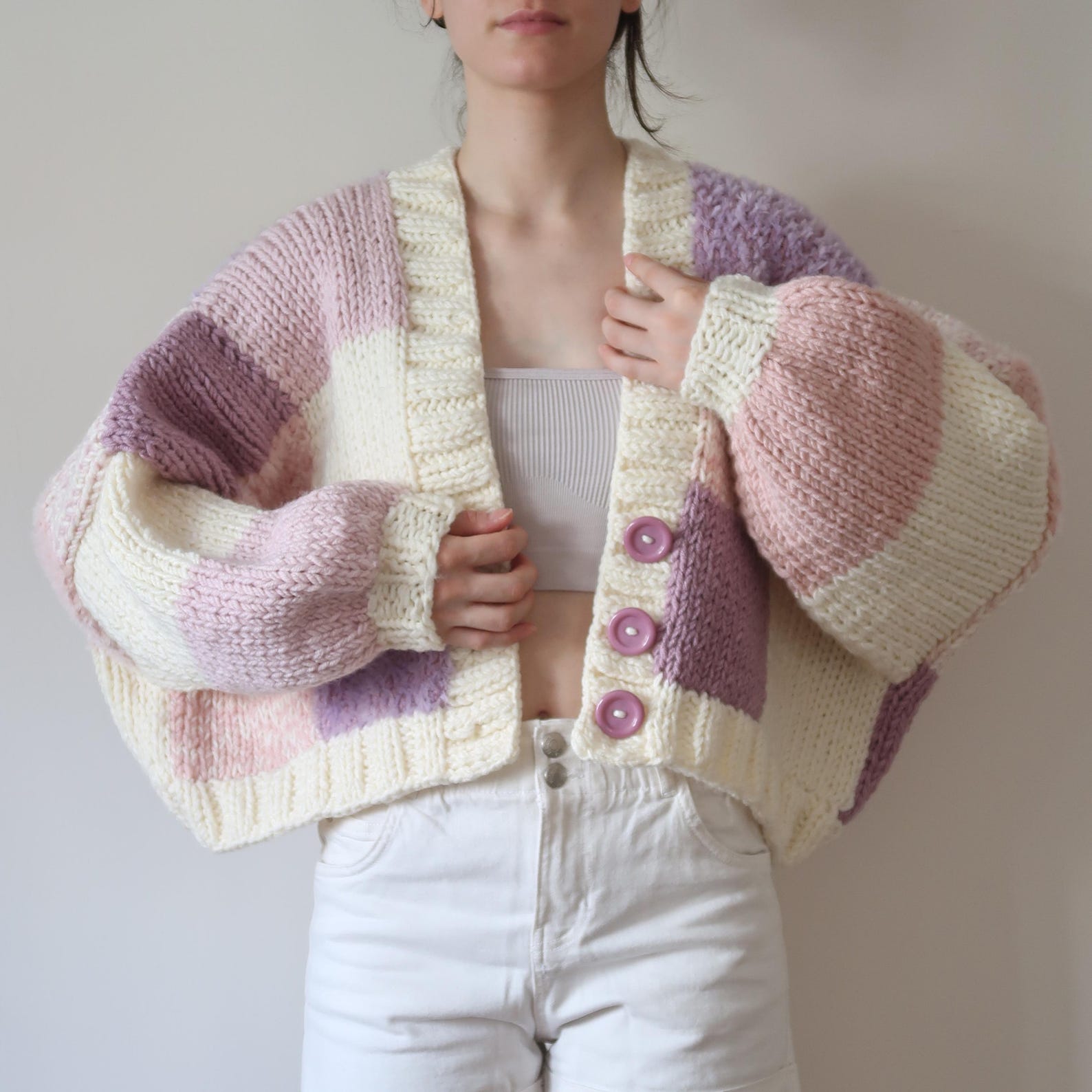 Lavender Fields Patchwork Cardigan | Cream Edge | I Feel so Cool Custom ...