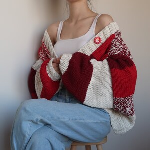 Red Cotton Patchwork Cardigan - Etsy