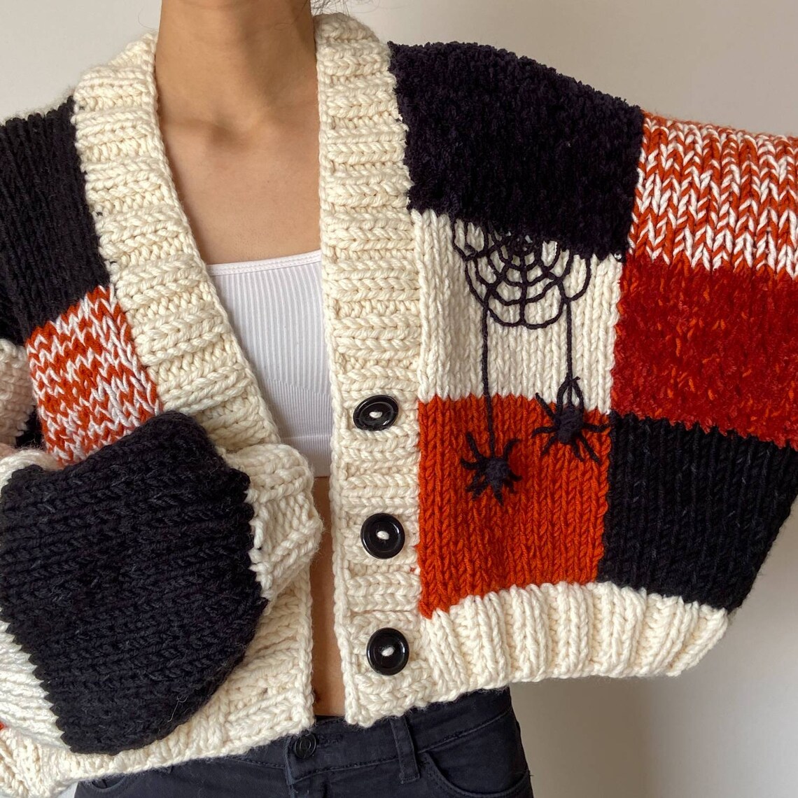 Halloween Spider Patchwork Cardigan special Edition - Etsy