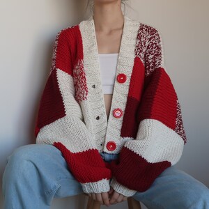 Red Cotton Patchwork Cardigan - Etsy