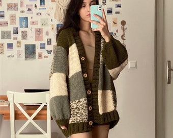 Pink Thinner Patchwork Cardigan I Feel so Cool Custom Orders - Etsy