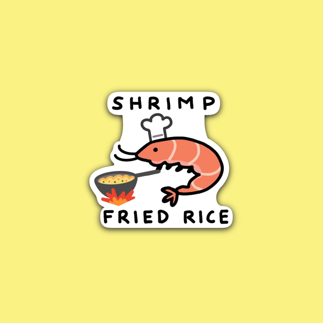 Shrimp Fried Rice Meme Glossy Vinyl Sticker for Water Bottle, Laptop ...