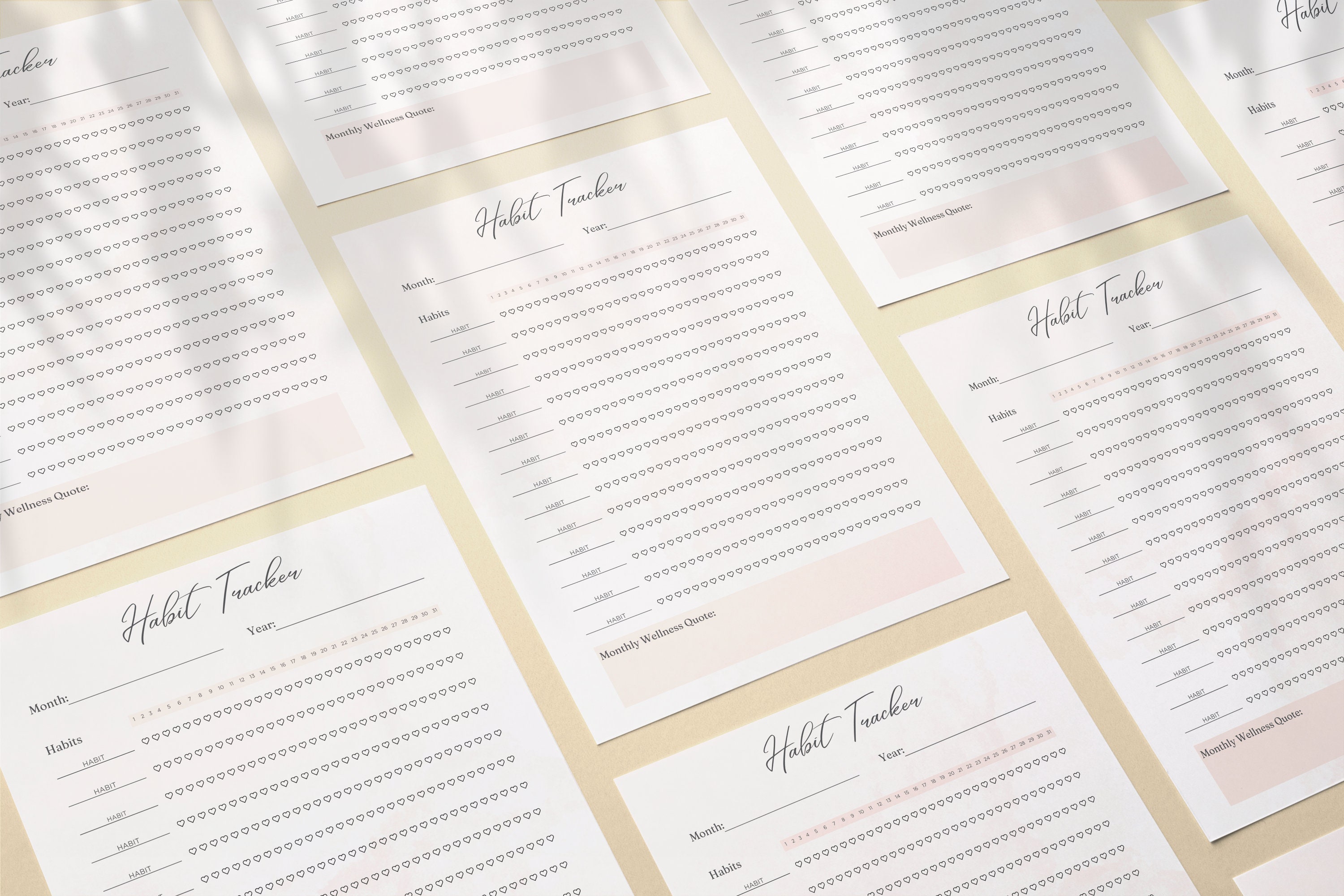 Cute Heart Fill-in Habit Tracker - Canva Template - Etsy