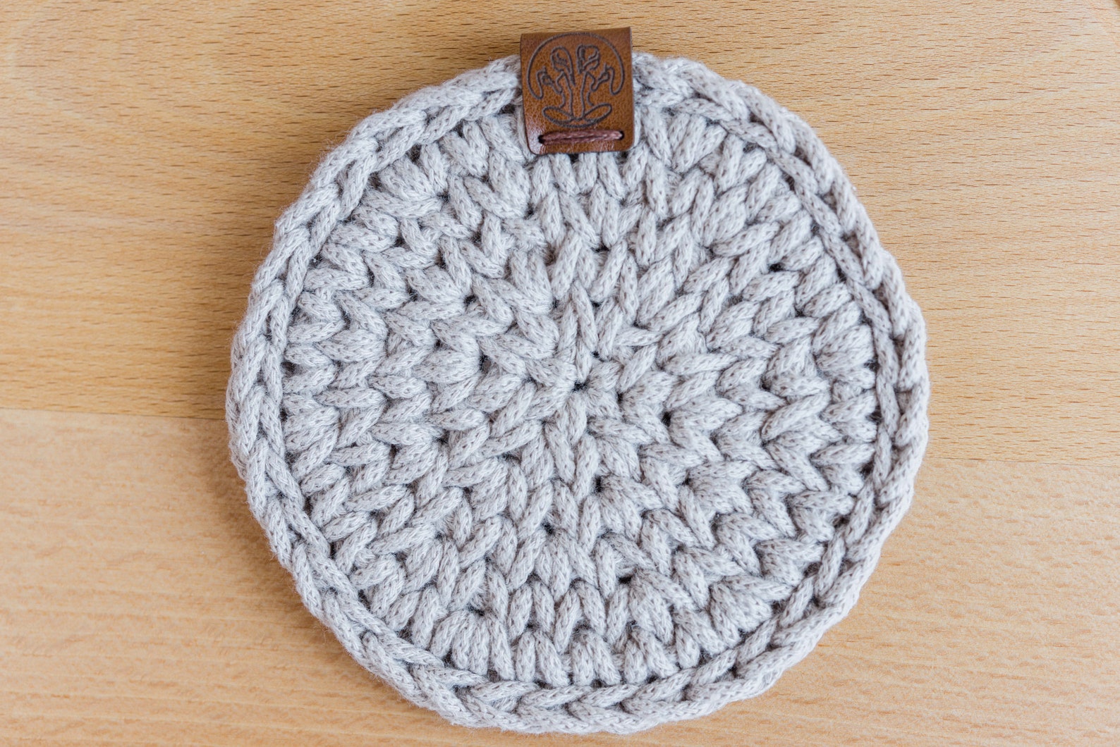 Beige Crochet Coasters Natural Circle Coasters Modern - Etsy