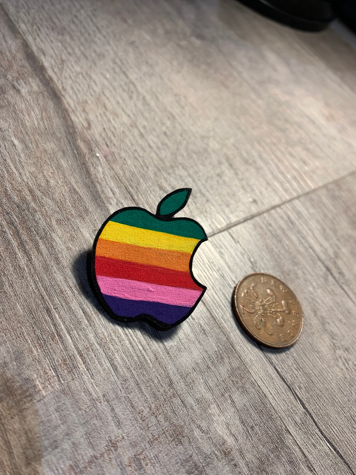 Rainbow Apple logo pin badge | Etsy