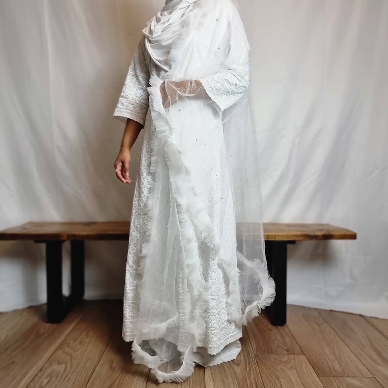 Net Fril Dupatta With Pearl Work - Etsy
