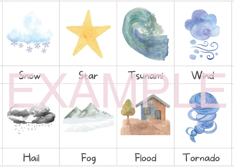 Printable Kids Flash Cards Montessori Learn Weather | Etsy