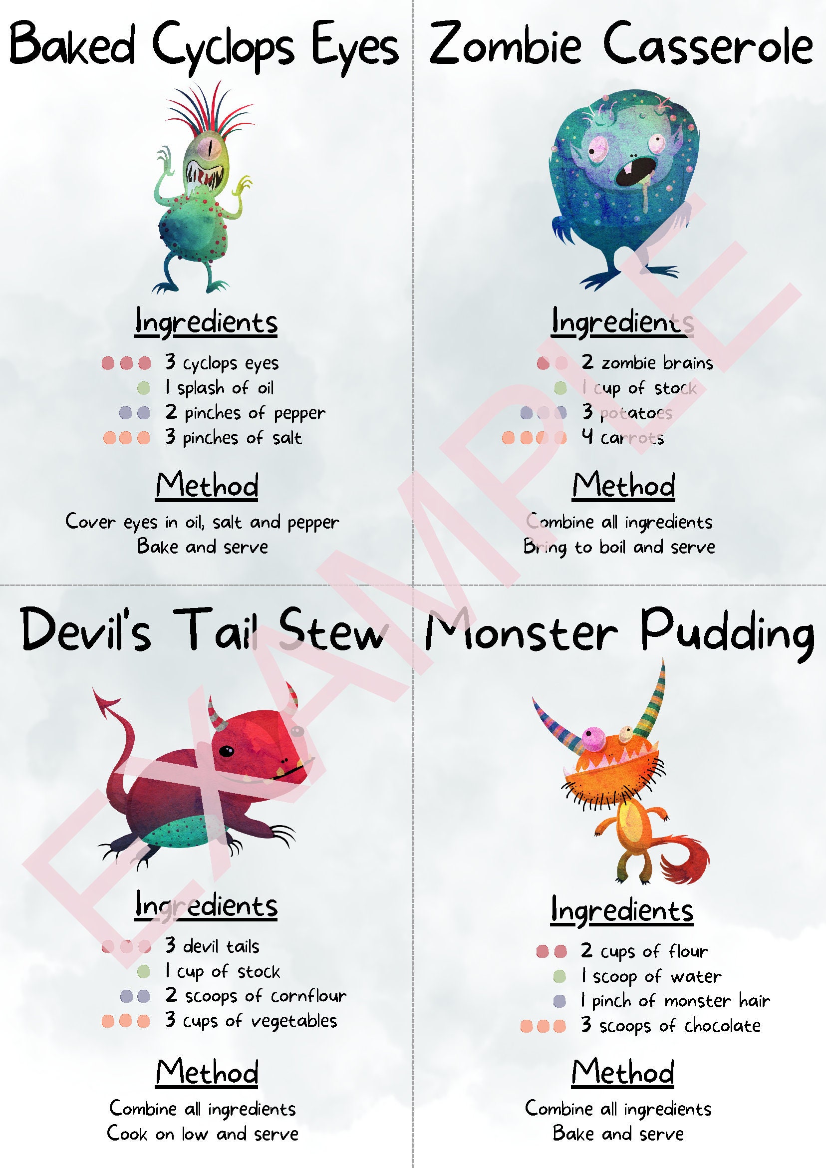 Printable Mud Kitchen Monster Potion Cards Homeschool - Etsy