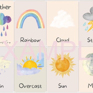 Printable Kids Flash Cards, Montessori Learn Weather, Homeschool Nature ...