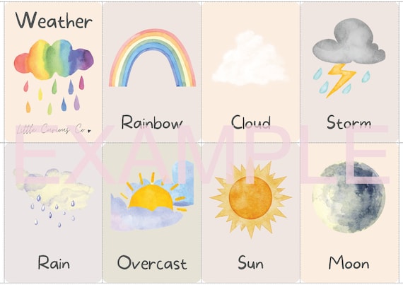Printable Kids Flash Cards Montessori Learn Weather | Etsy