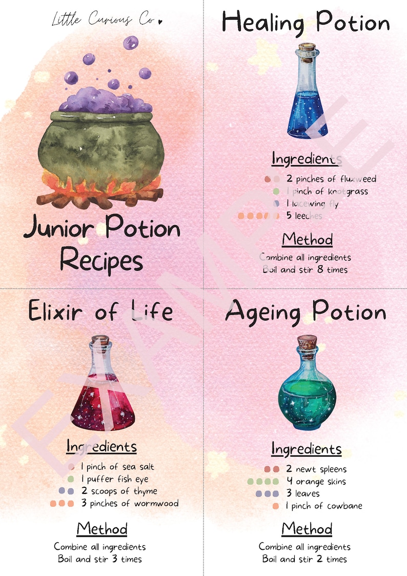 Printable Mud Kitchen Potion Cards, Homeschool Learning Numbers ...
