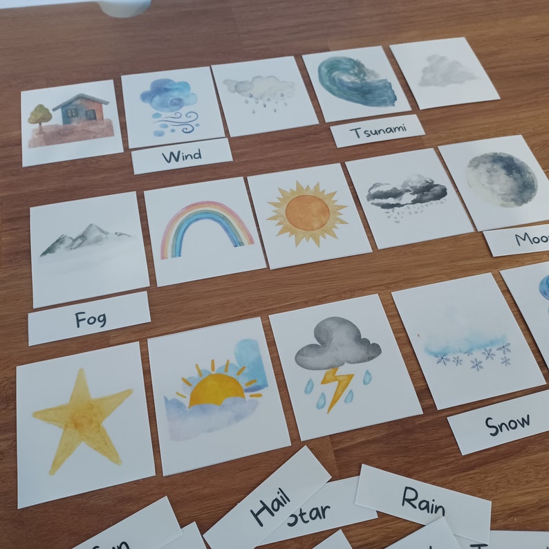 Printable Kids Flash Cards Montessori Learn Weather - Etsy