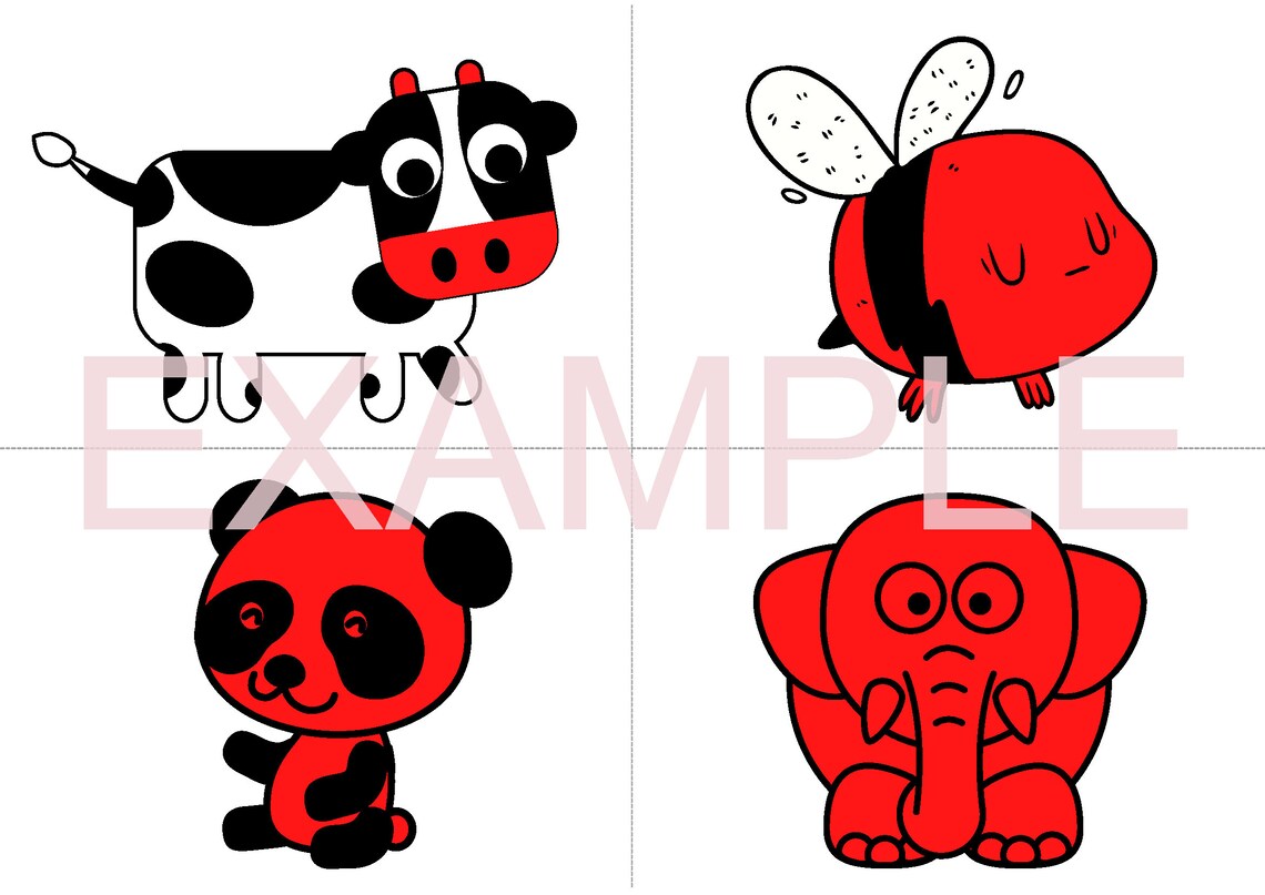 Printable Kids Black White Red Flash Cards Montessori Learn | Etsy