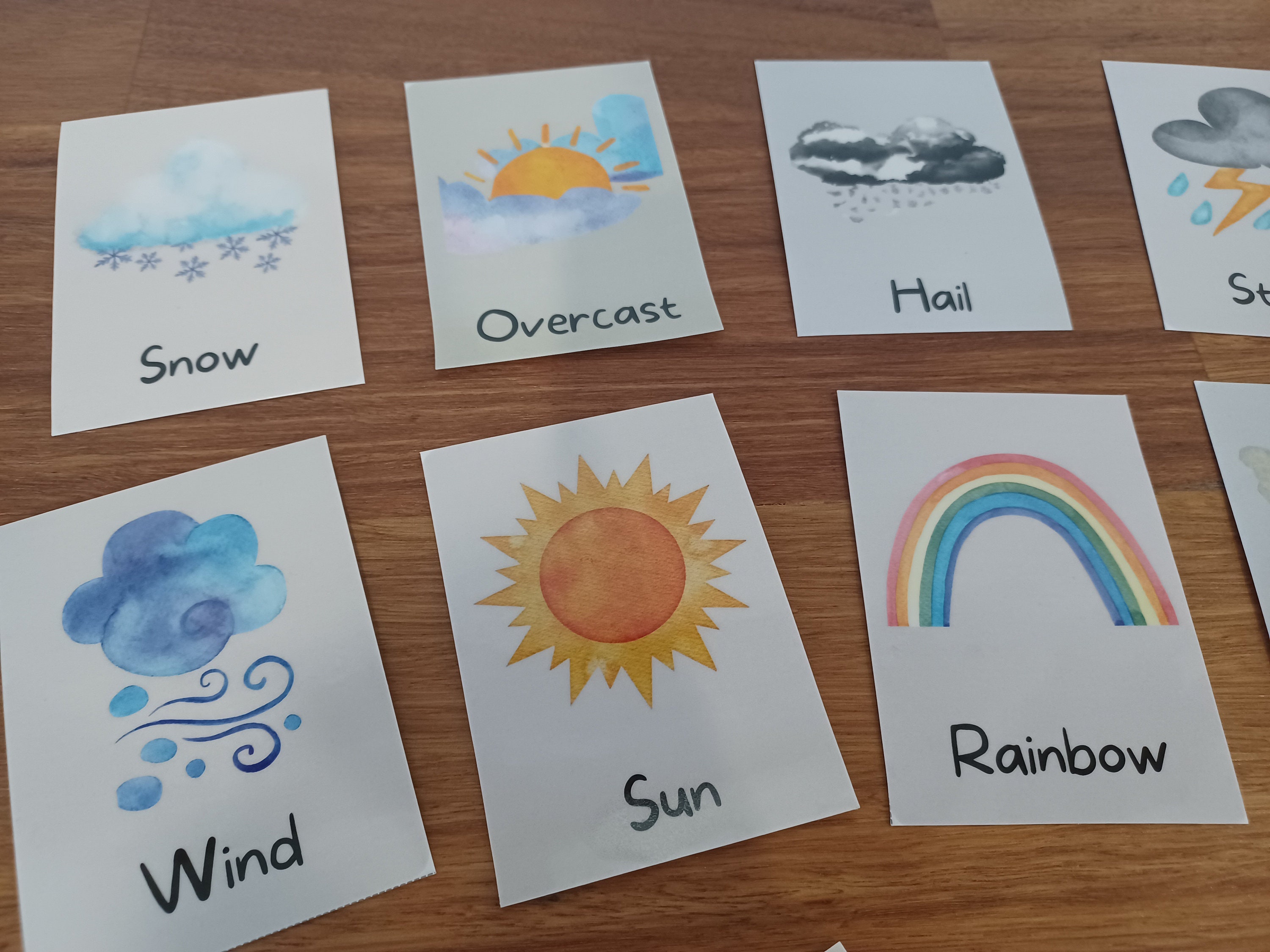 Printable Kids Flash Cards Montessori Learn Weather - Etsy