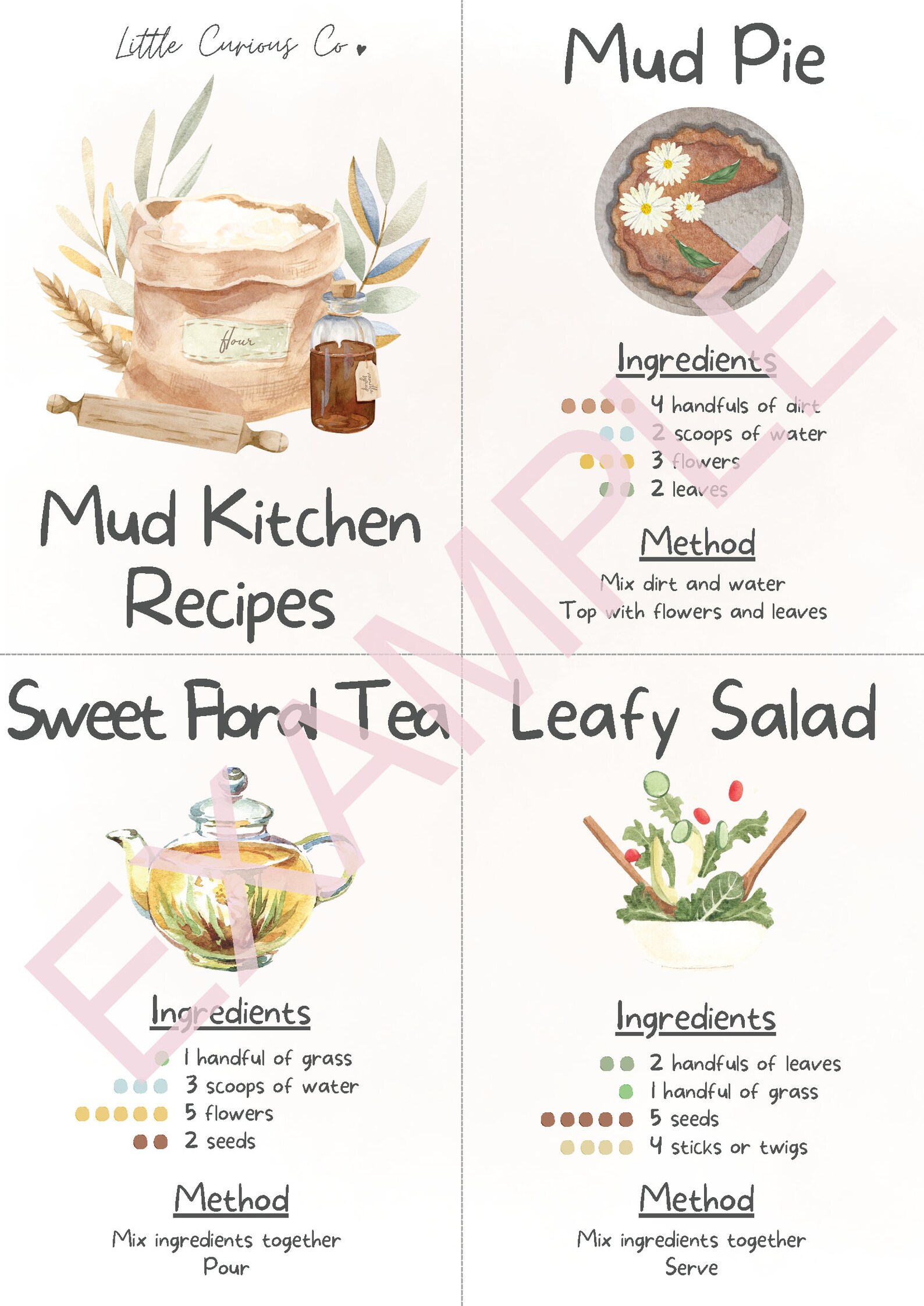 Printable Mud Kitchen Cards Homeschool Learning Numbers - Etsy