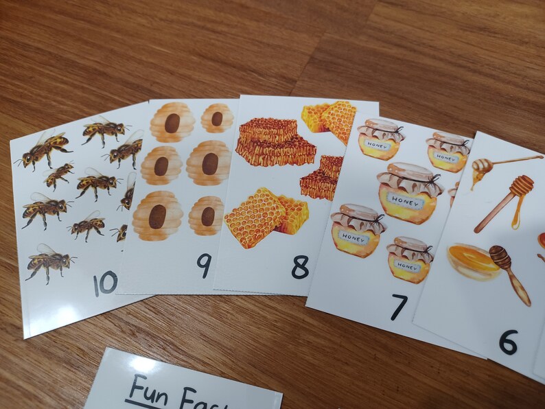Printable Flashcards, Montessori Learn Counting Bees, Homeschool Bee ...