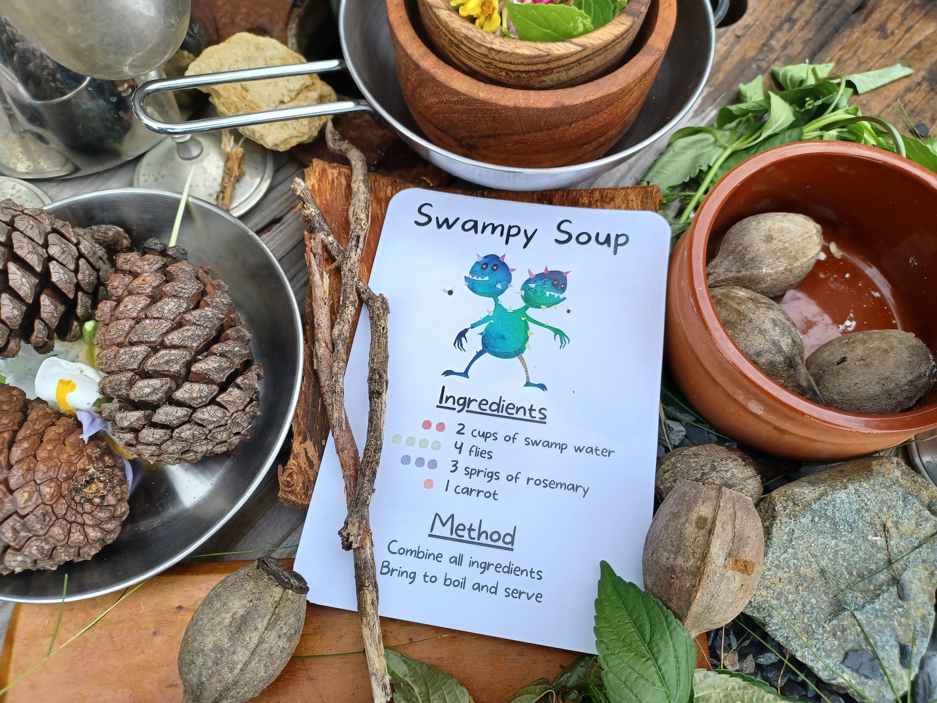 Printable Mud Kitchen Monster Potion Cards, Homeschool Learning Numbers ...