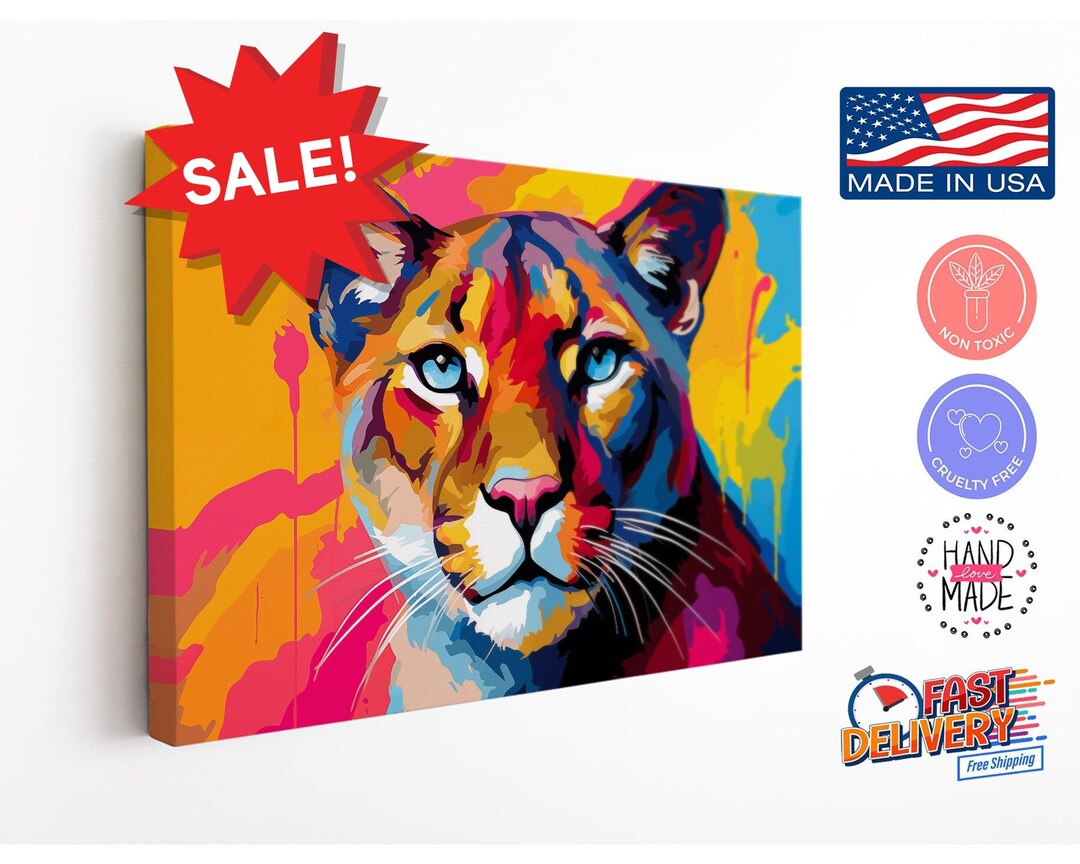 Oil Painting of Puma in the Style of Fauvism High Quality Canvas Print ...