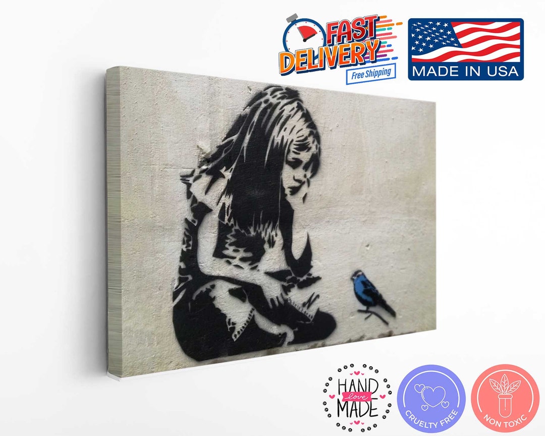 Girl With Blue Bird Street Graffiti Your Own Words Motivational Wall ...