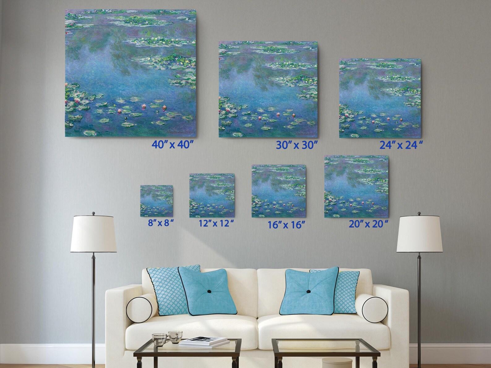 Monet Water Lilies Canvas Print - Calming Pastel Wall Art - Durable ...