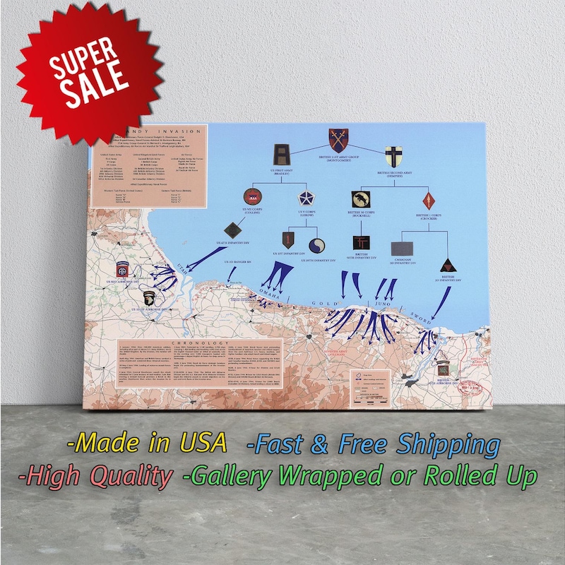 Wall Map Normandy D Day - Etsy