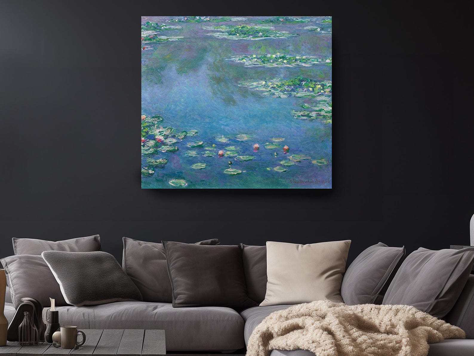 Monet Water Lilies Canvas Print - Calming Pastel Wall Art - Durable ...