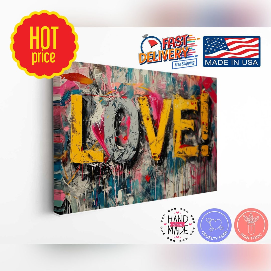Love for Hope Graffiti Street Art Motivational Wall Canvas Print Art ...