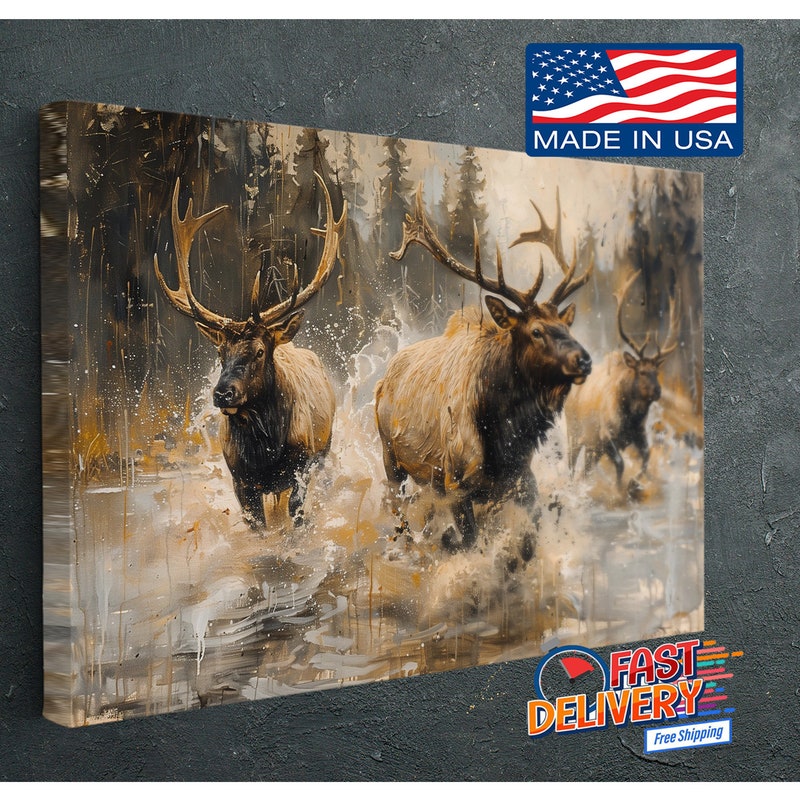 Elk Canvas Wall Art - Etsy