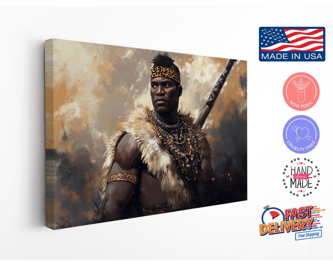 Strong Man Painting Cultural Art Print, African Warrior Canvas, Bold ...
