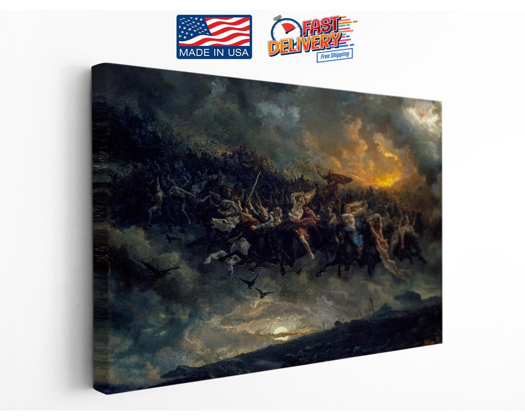 Epic Norse Valkyries Battle Canvas Art Mythological Warrior Maidens ...