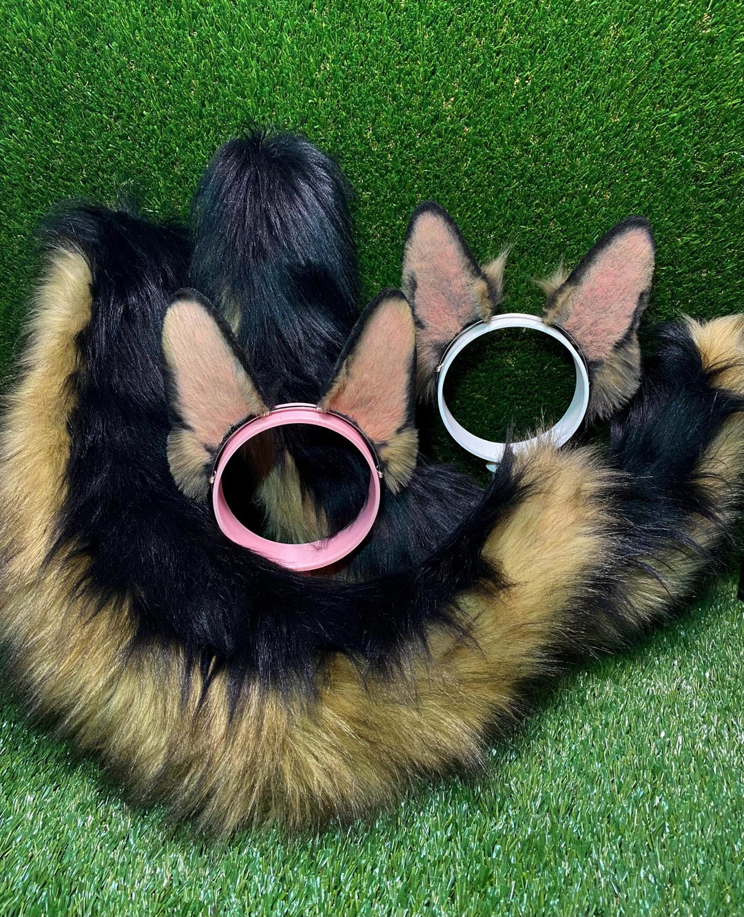German Shepherd Ears and Tail Set Black and Tan Furry Fursuit Cosplay ...