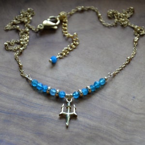 Percy J. Inspired Poseidon Trident Apatite Necklace Camp Half Blood - Etsy