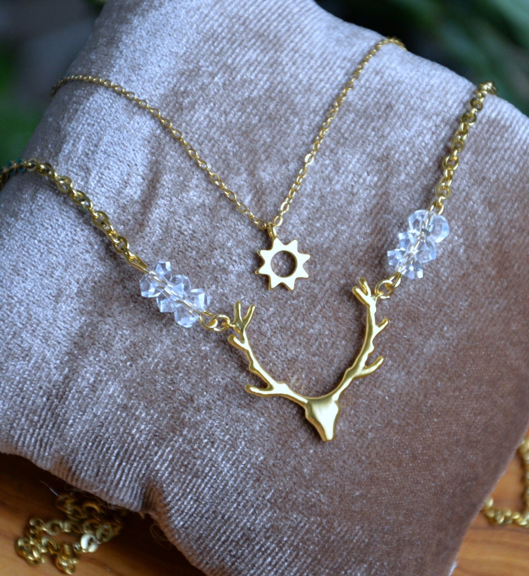 Grishaverse Inspired Stag Layered Light Academia Clear Quartz Necklace ...