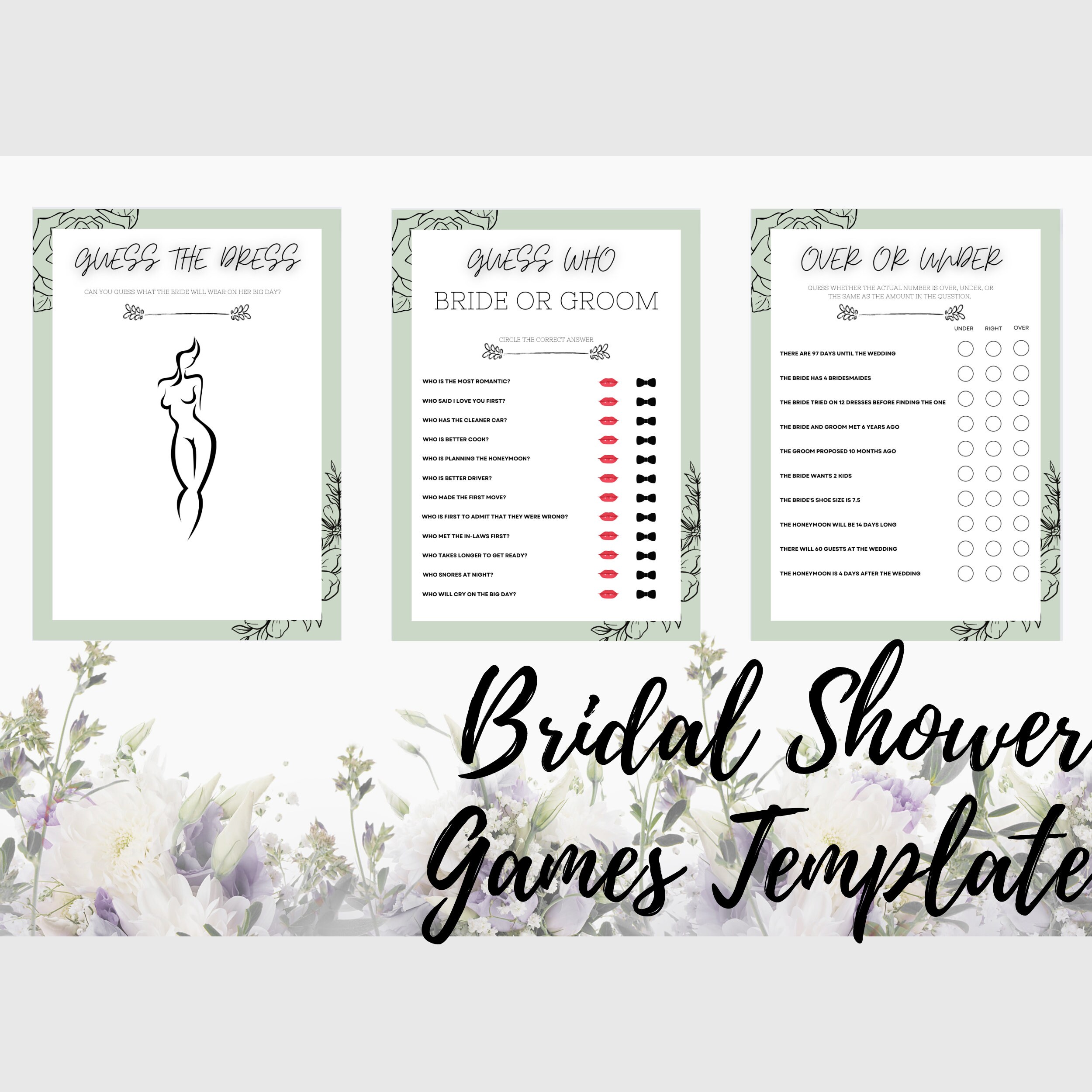 Printable Bridal Shower Games Guess the Dress Game Couples Game Word ...