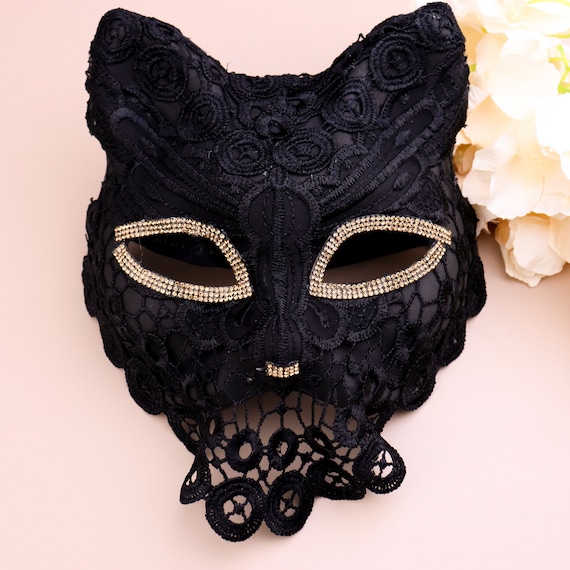 Black Lace Venetian Mask
