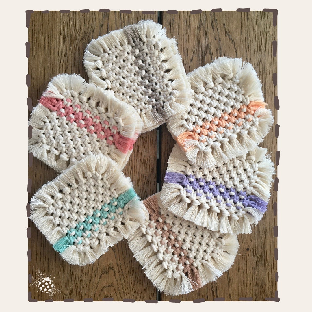 Macrame Coasters Macrame Square Coaster SET of 2 Coasters - Etsy UK