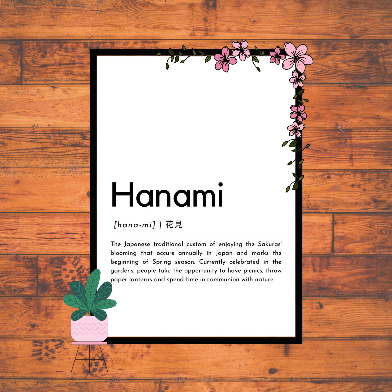Hanami Printable PDF English Wall Art - Etsy