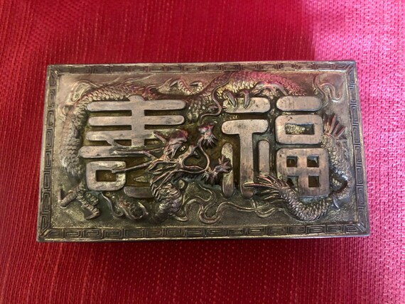 Antique Chinese Pewter Trinket Box | Etsy