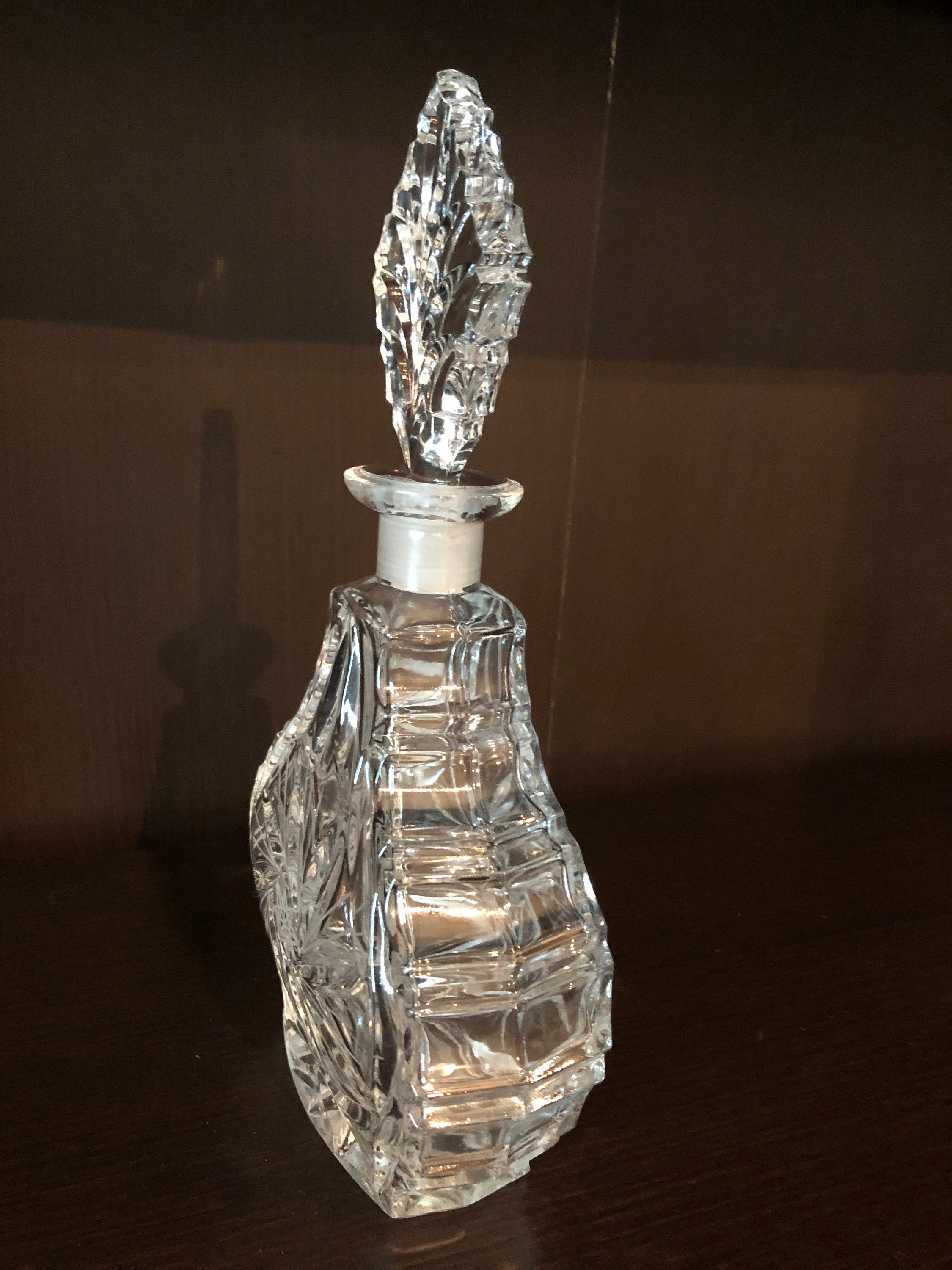 Thick Crystal Cut Glass Triangular Decanter - Etsy