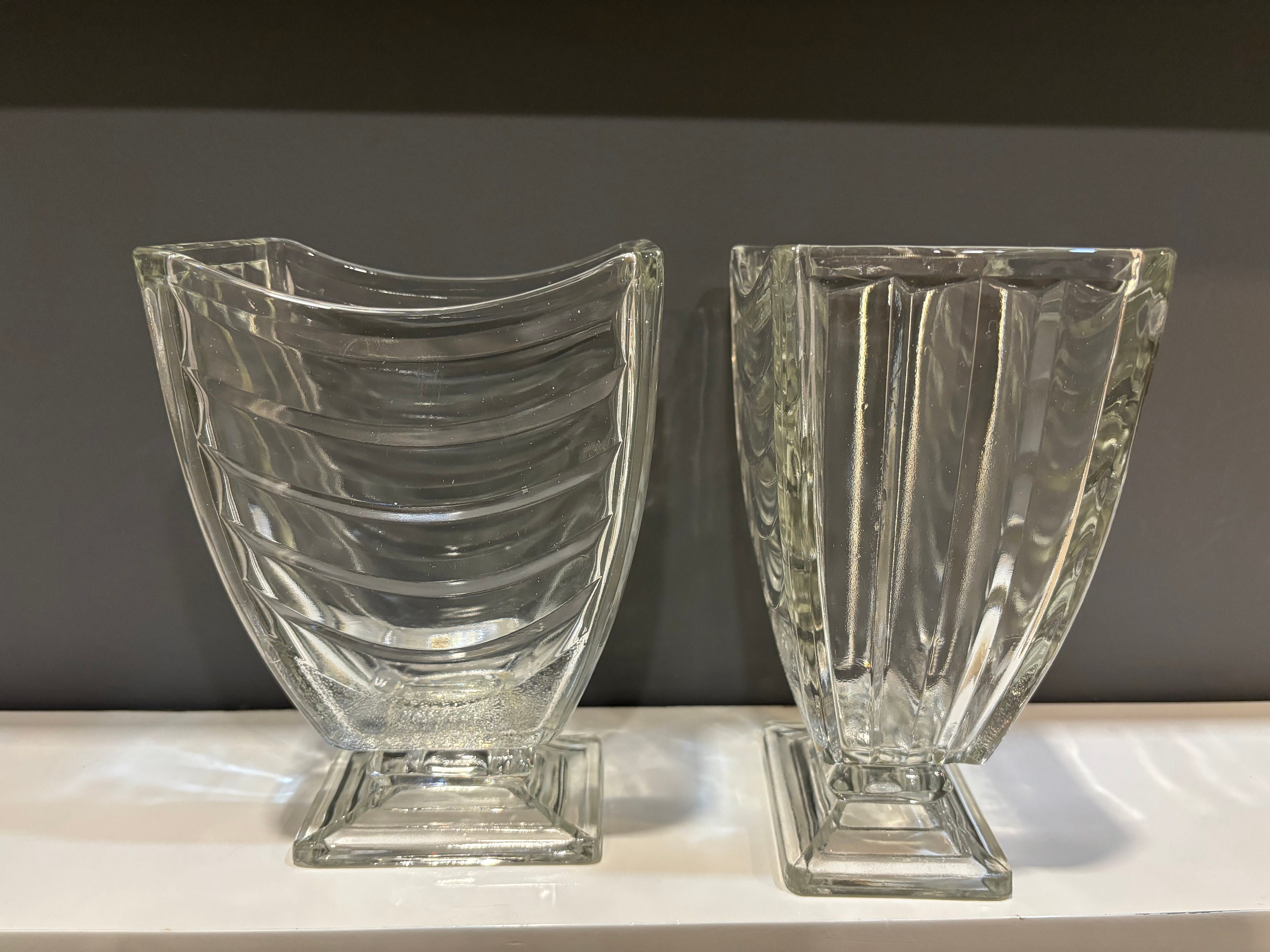 Couple of Sowerby Pressed Glass Vases - Etsy