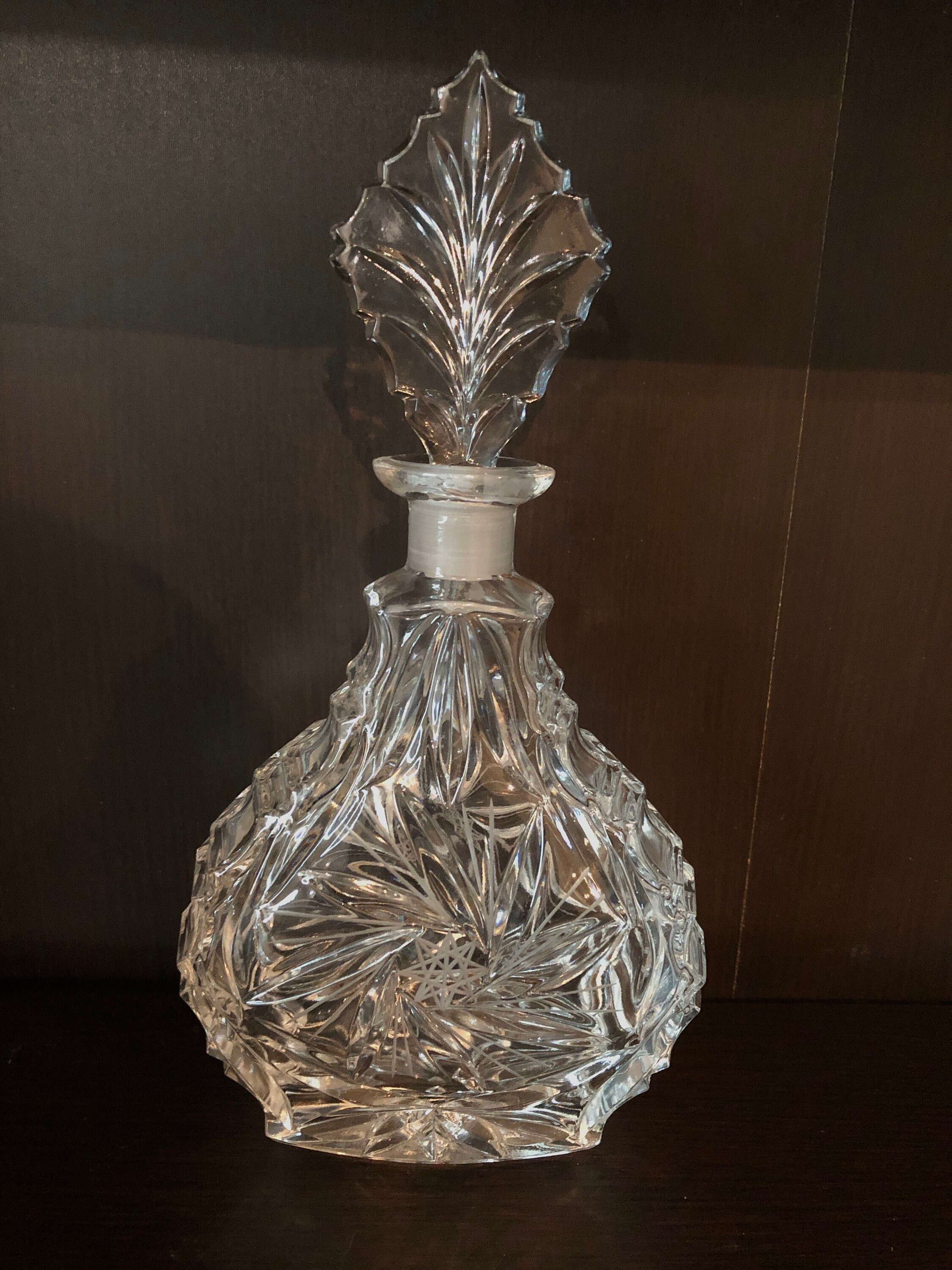 Thick Crystal Cut Glass Triangular Decanter - Etsy