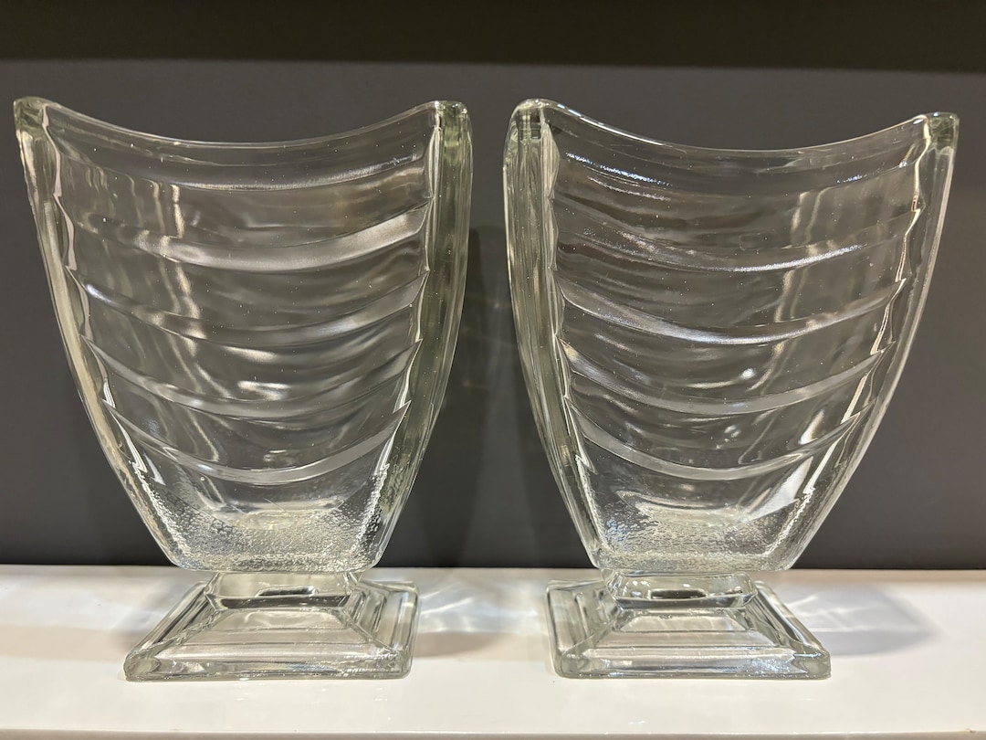 Couple of Sowerby Pressed Glass Vases - Etsy