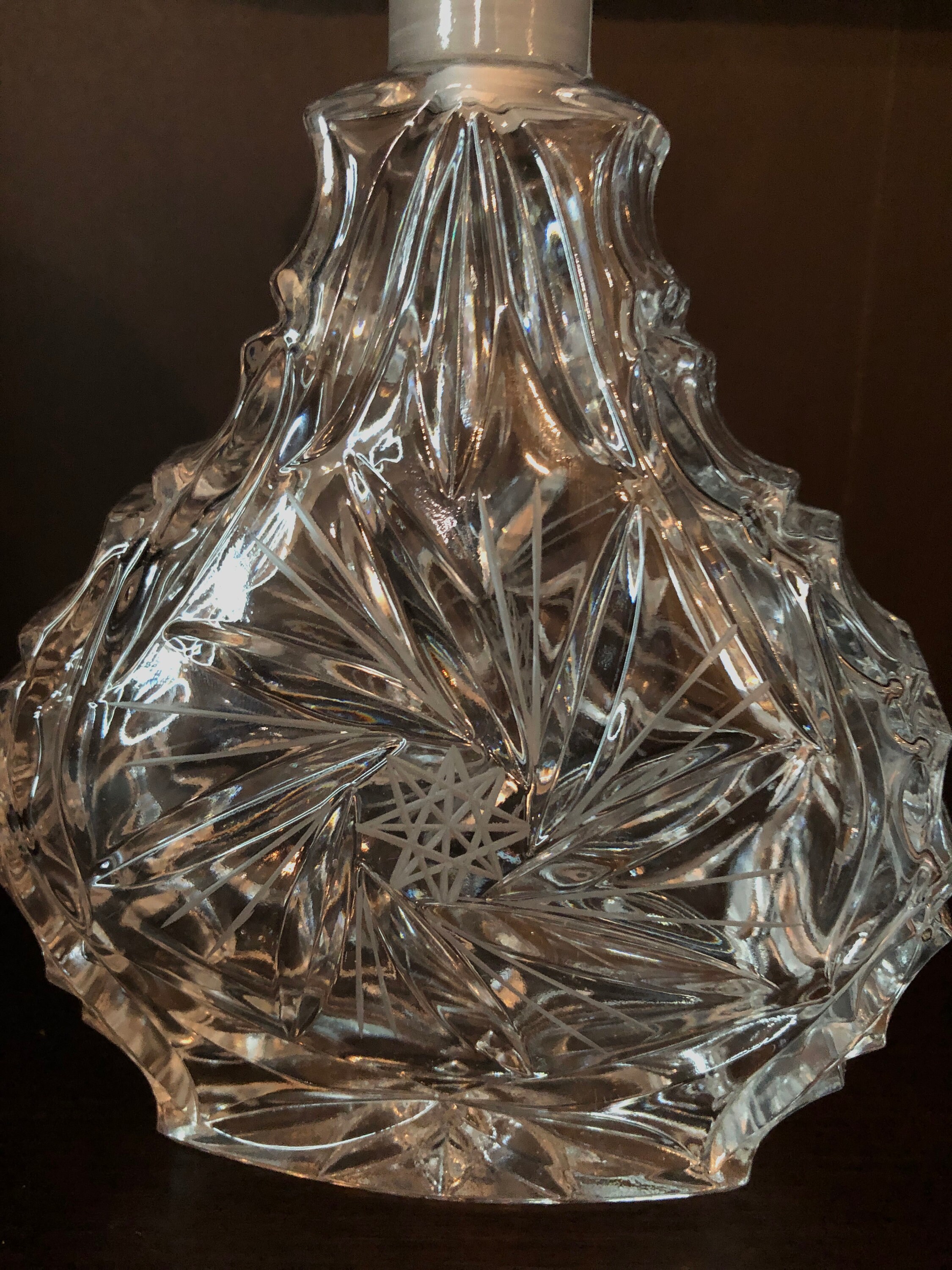Thick Crystal Cut Glass Triangular Decanter - Etsy