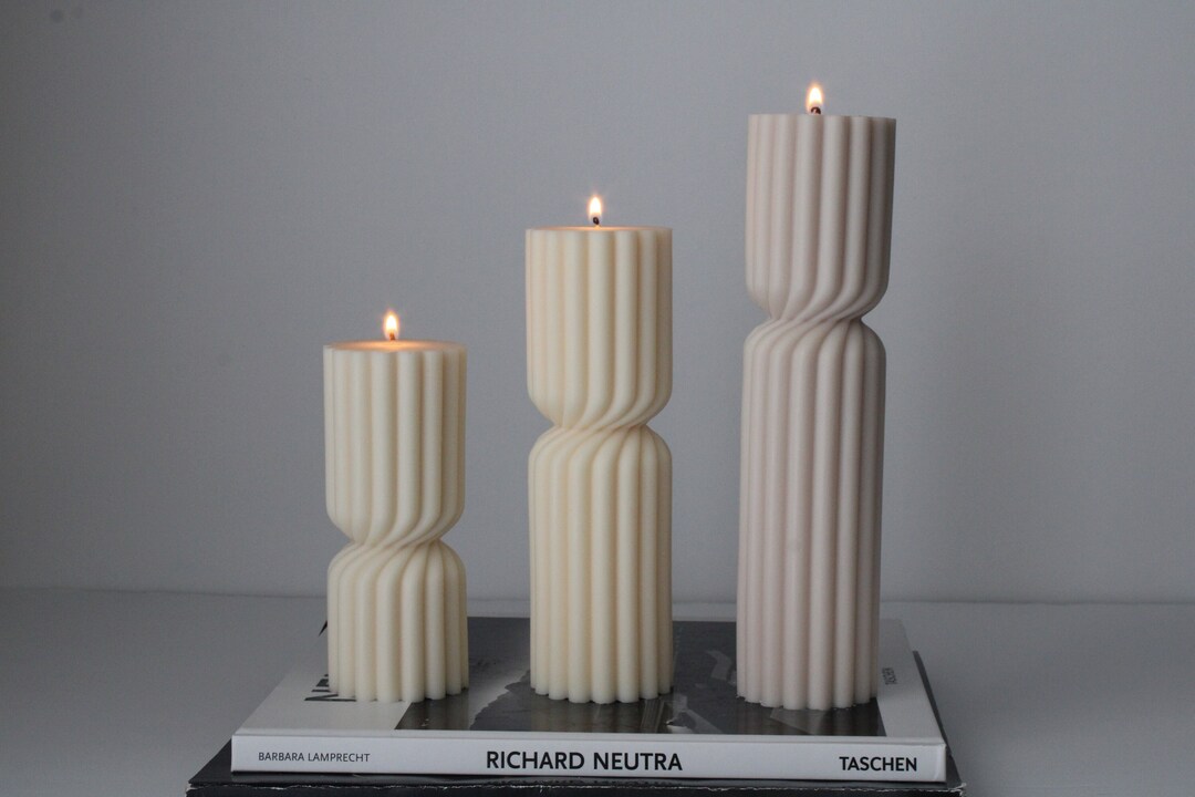 Shaped Candle, Ribbed Candle, Soy Pillar Candle, Taper Candle, Striped ...