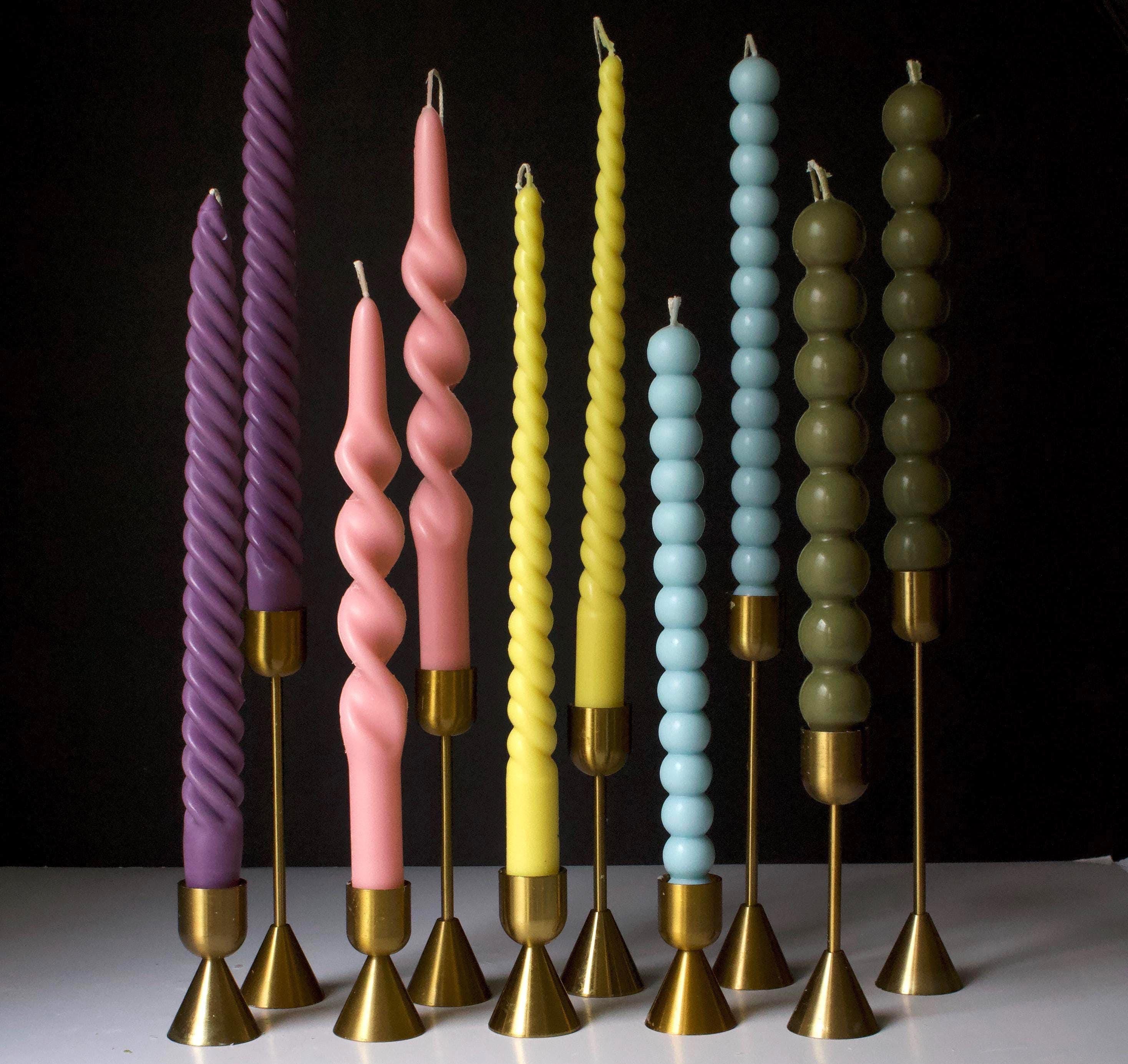 Set of 2, Twisted Taper Candles, Soy Wax Beeswax Taper Candle Sets ...