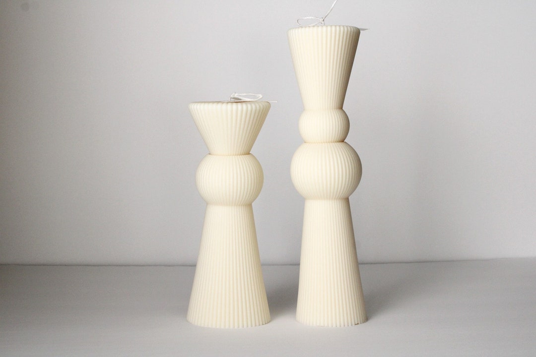 Large Ribbed Pillar Candle Vase Soy Candle Column Candle Aesthetic ...